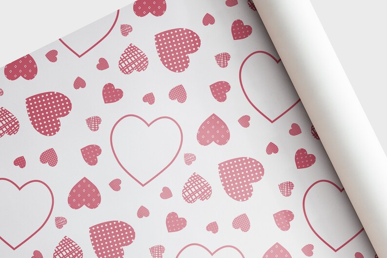 Collection Heart Seamless Pattern Abstract Hearts Digital Printable ...