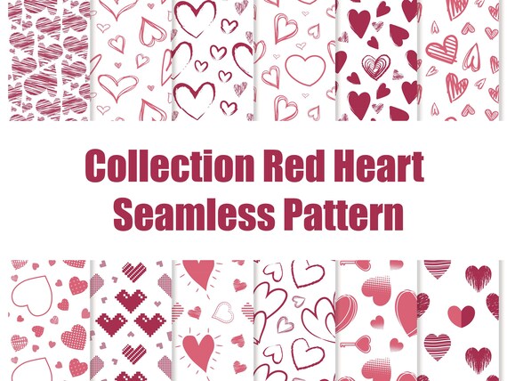 Collection Heart Seamless Pattern Abstract Hearts Digital - Etsy