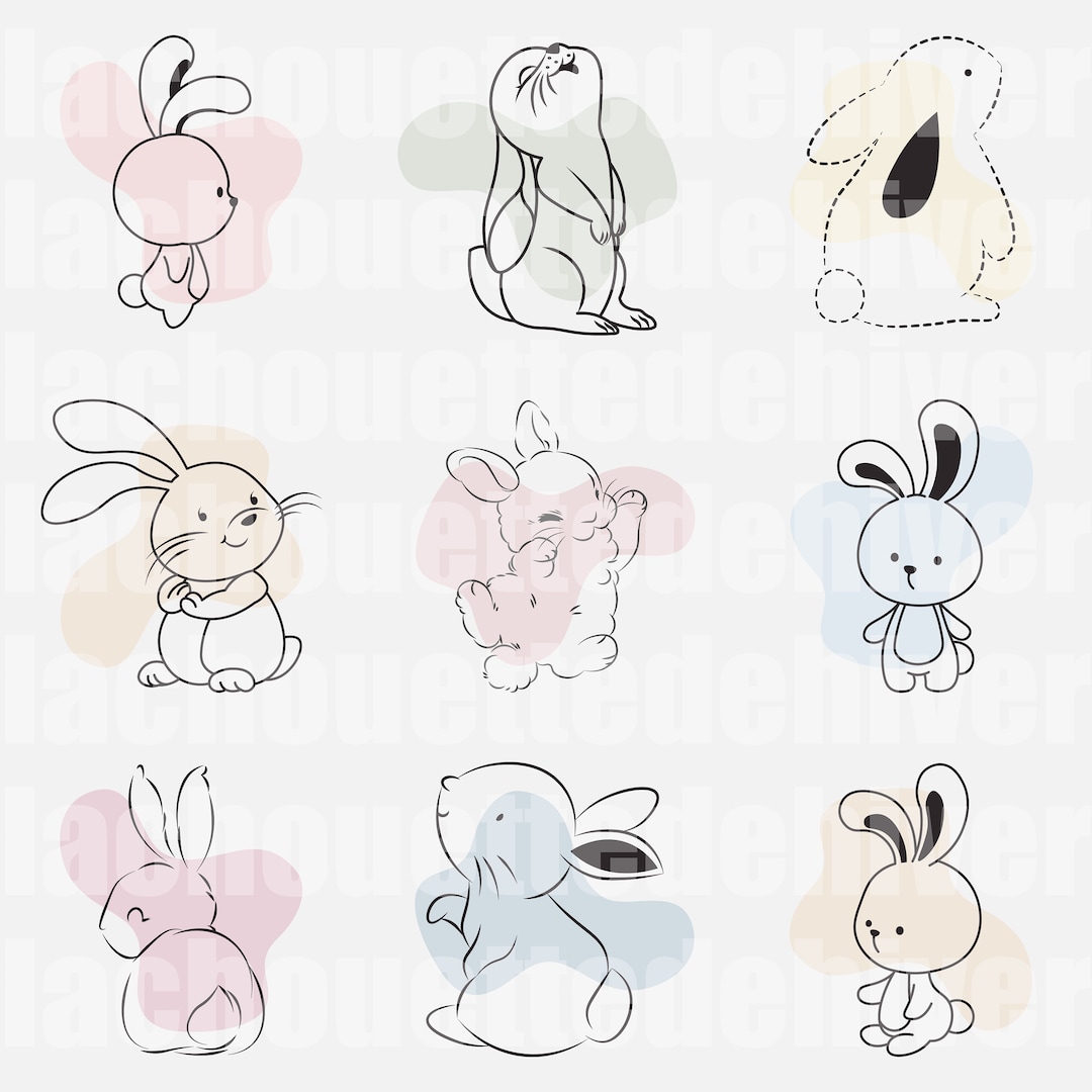 Collection 2 Cute Rabbit Bunny Doodle Cartoon Tattoo Sticker Art Design ...