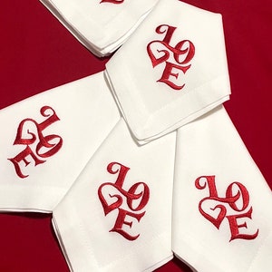 Valentine’s Day Heart Napkins | Embroidered Dinner Napkin | Love Cloth ...
