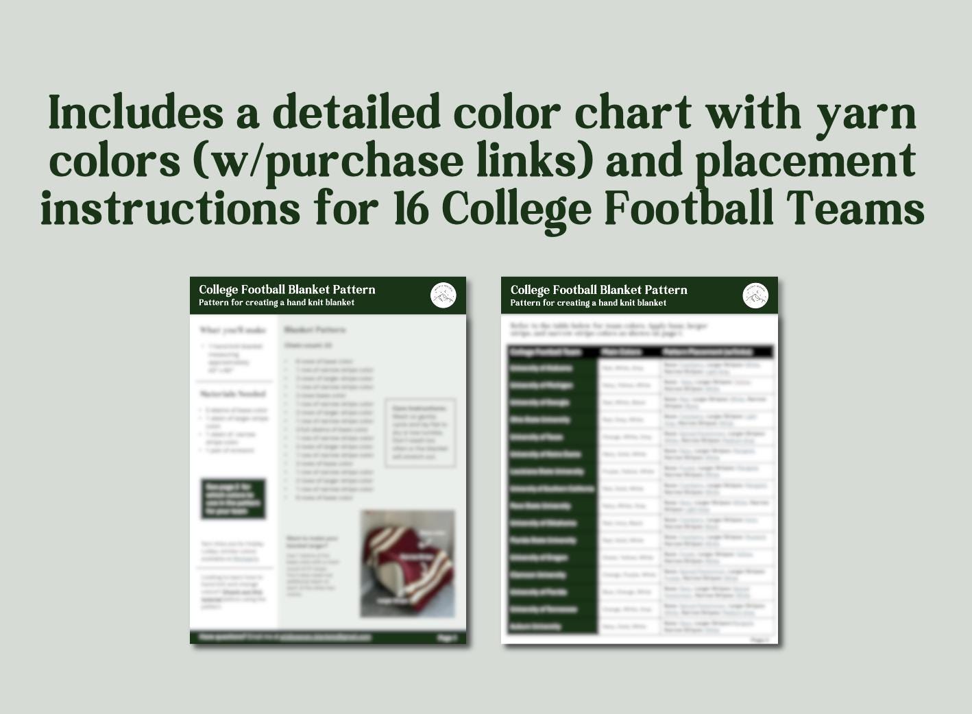 College Football Team Blanket Pattern (PDF Pattern Only, Not a Tutorial ...