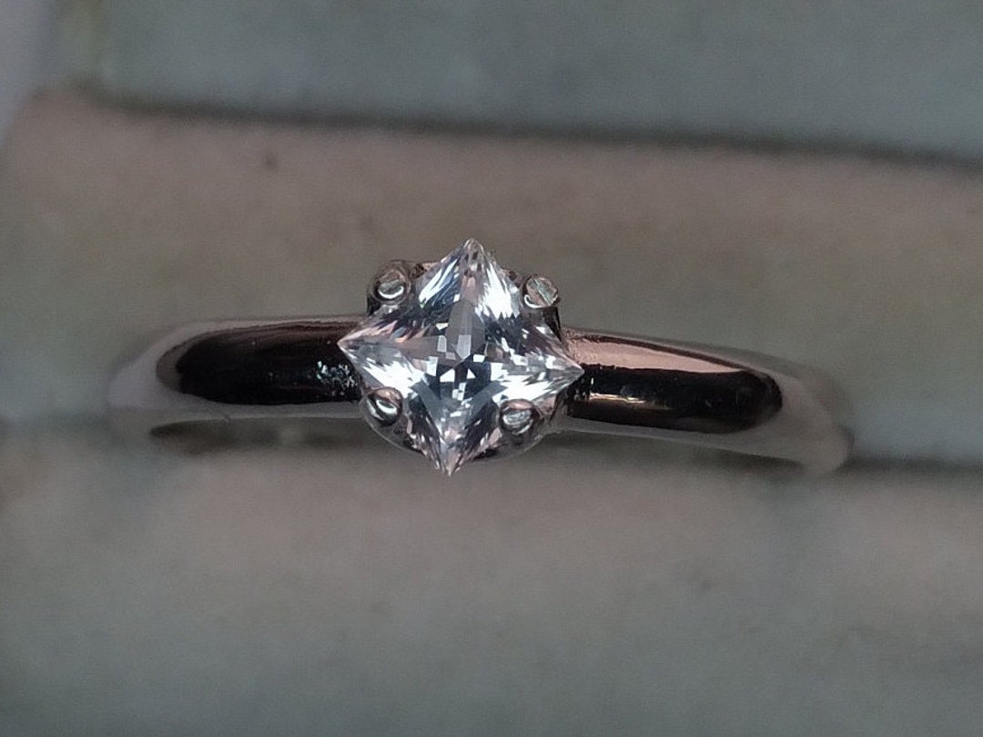 Danburite Ring. 4mm Sq Danburite. Silver Ring in Size 7.5. Very Bright ...