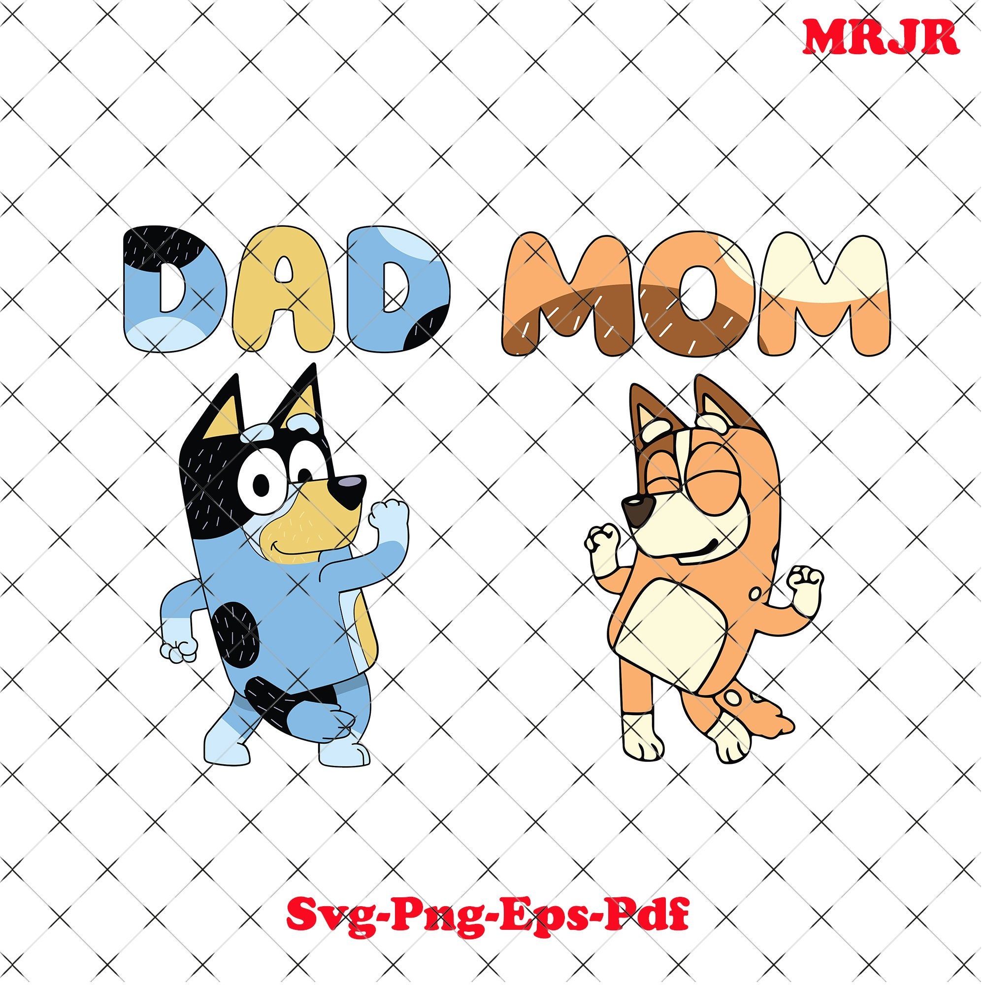 Bluey Dad Mom Dancing SVG, Bluey Dad Png, Bluey Mom PNG, Bluey Family ...