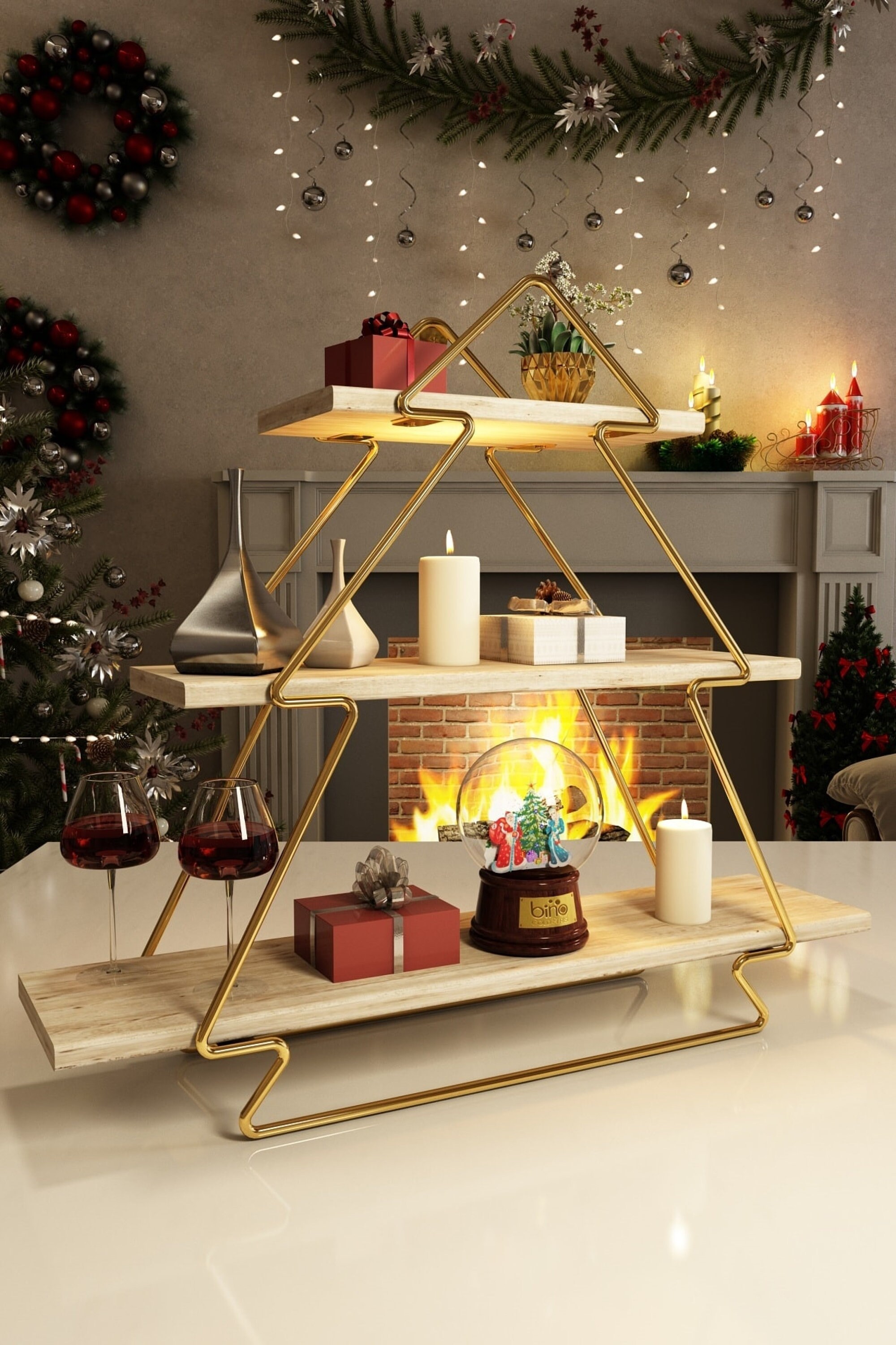 Tree Design Modern Floating Shelves for Christmas Wall - Etsy
