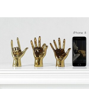 Gold Hand Statue Sculpture Gesture Finger Figurines Modern Plated ...
