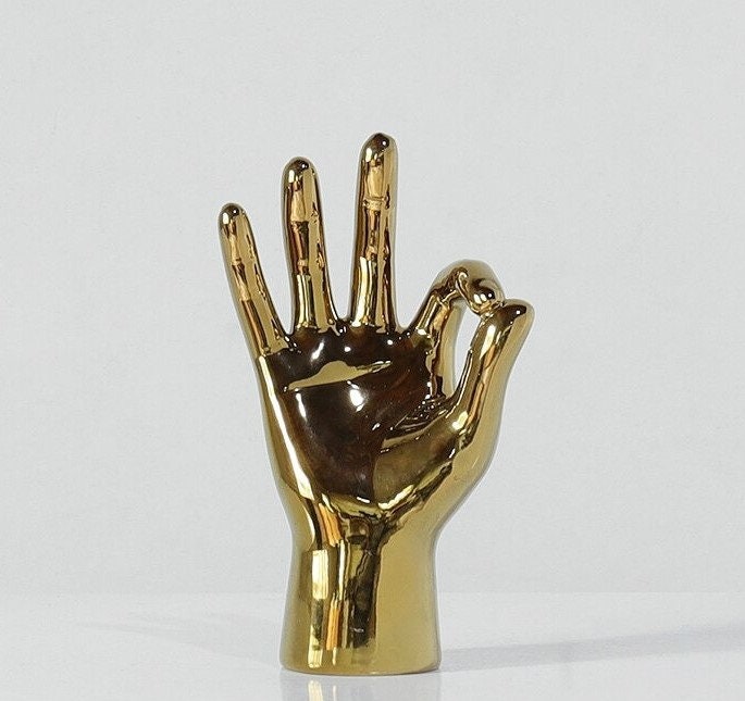 Gold Hand Statue Sculpture Gesture Finger Figurines Modern | Etsy