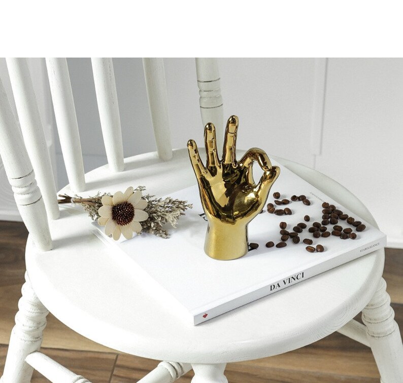 Gold Hand Statue Sculpture Gesture Finger Figurines Modern | Etsy