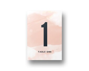 Instant Download Watercolor Splash Table Numbers / Blush Rose ...