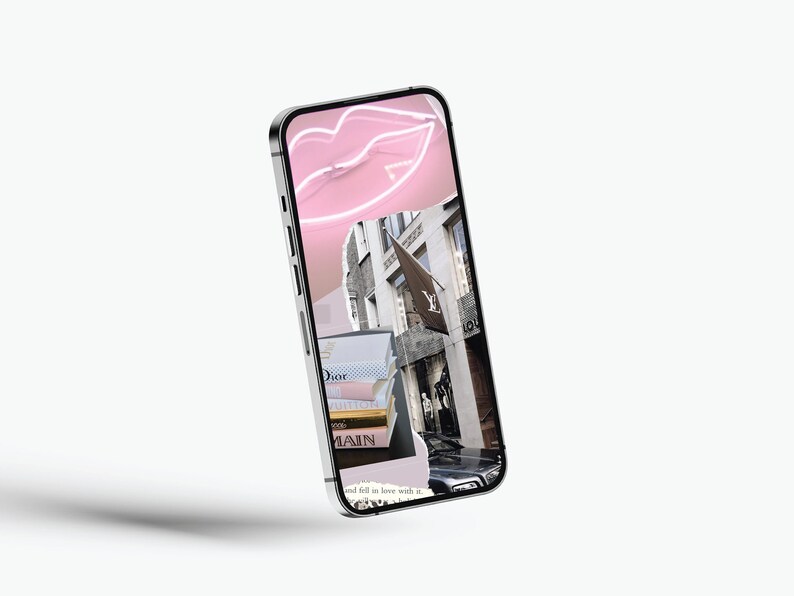 Ios Home Screen Luxury Pink Aesthetic iPhone Background Modern Collage ...