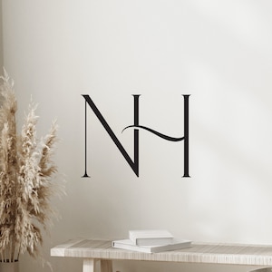 Initials NH Premade Monogram Letter SVG Logo Personal - Etsy