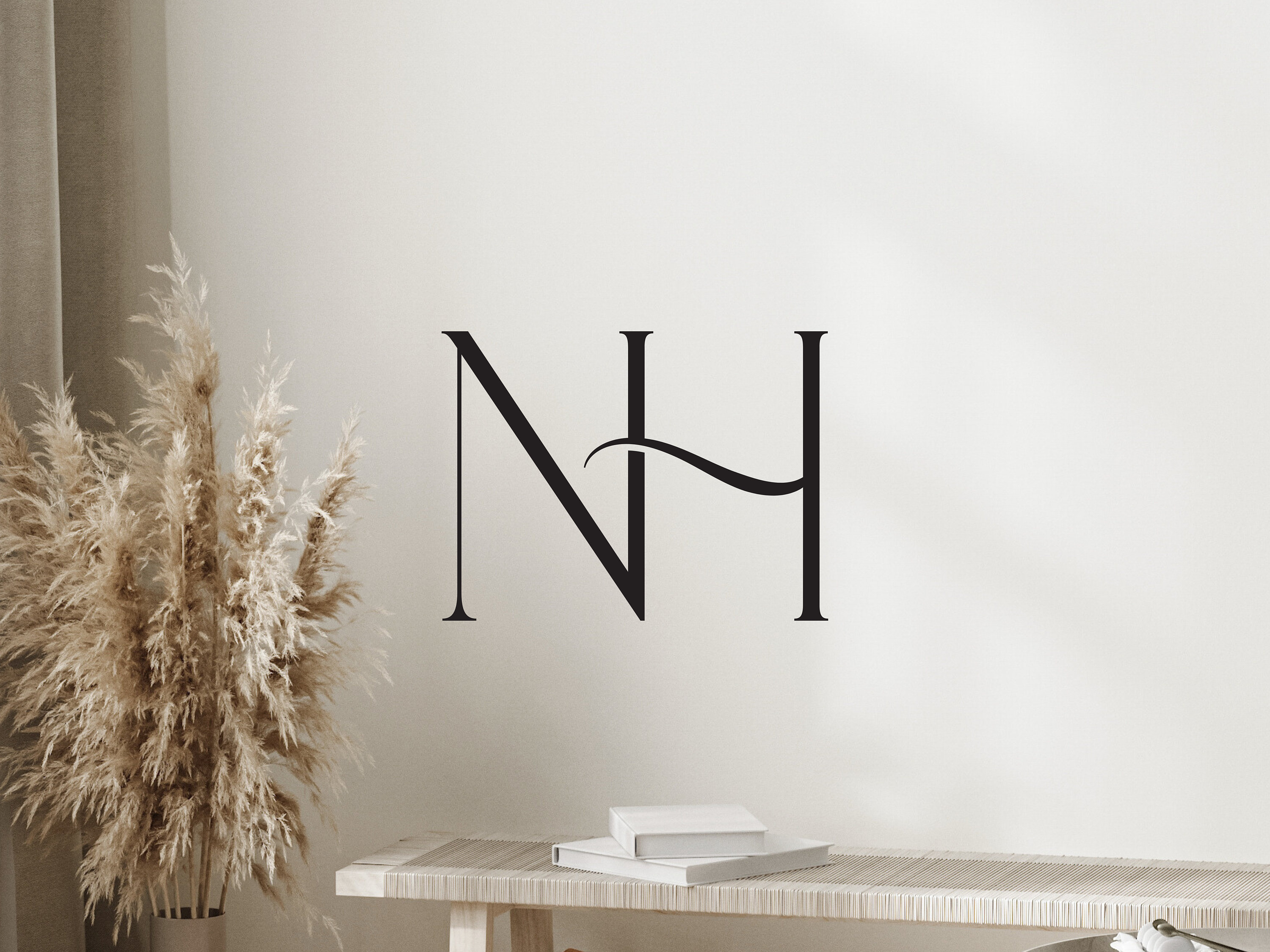 Initials NH Premade Monogram Letter SVG Logo, Personal Branding ...