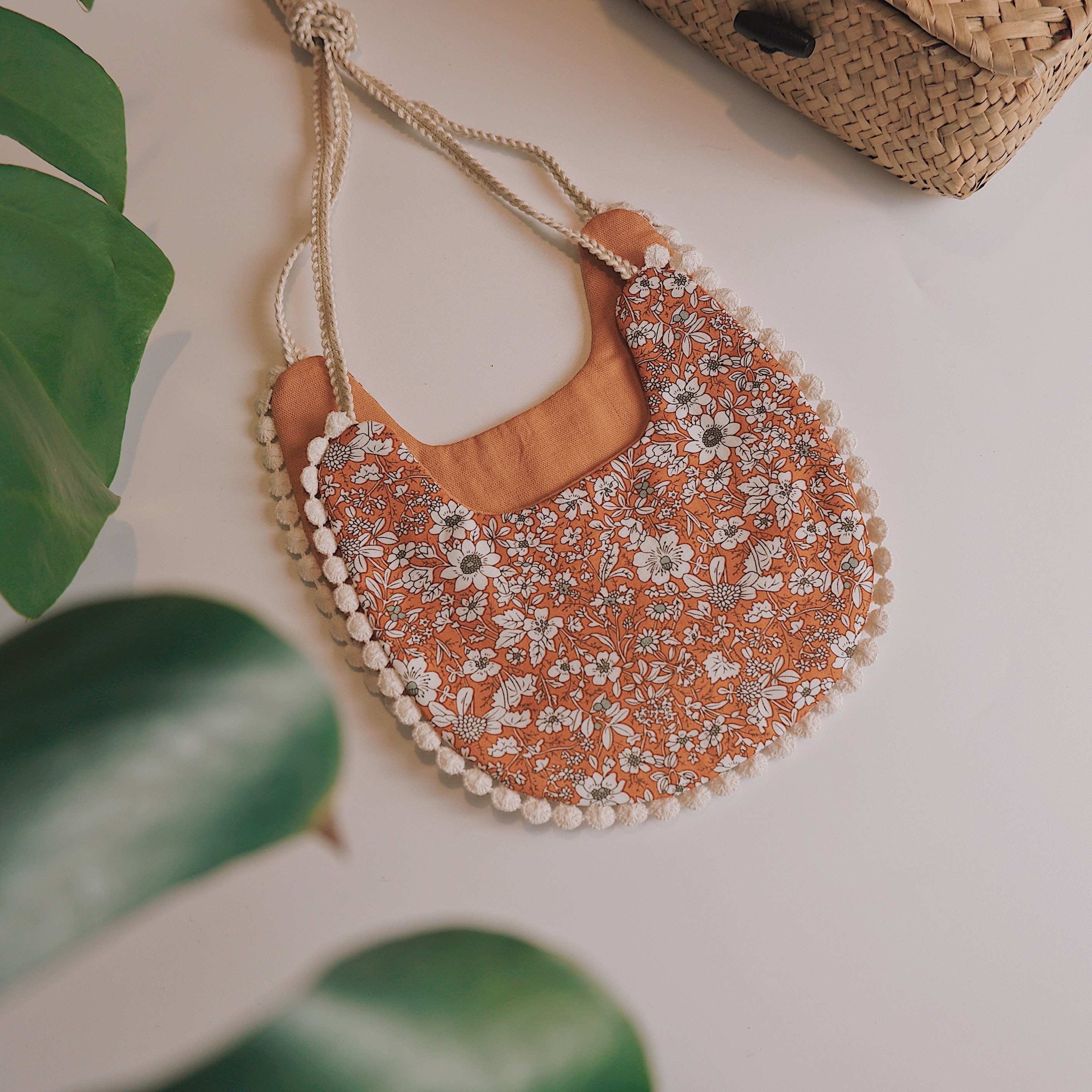 Handmade Baby Pom Pom Bib Reversible Vintage Bib Boho Bib | Etsy