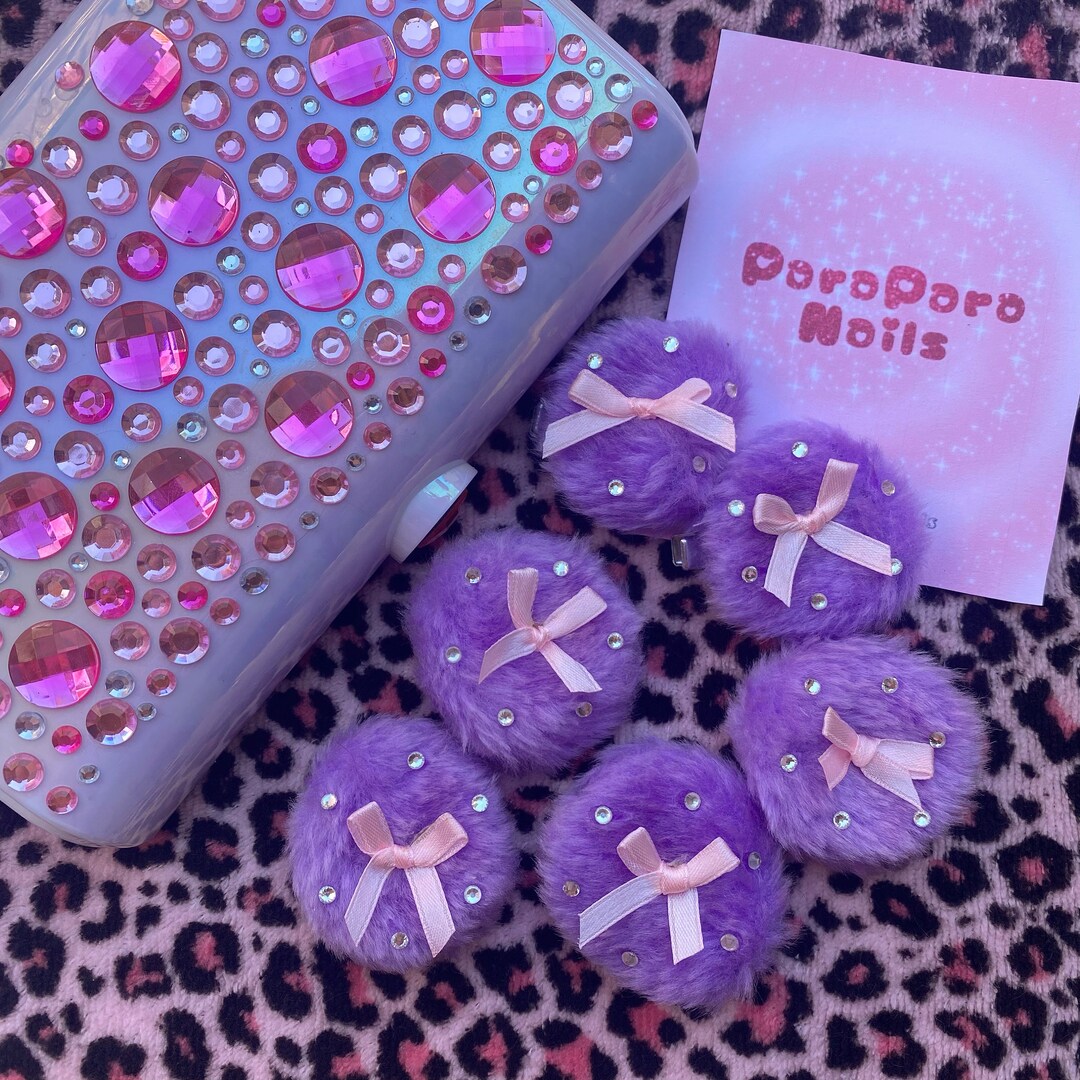 Kawaii Gyaru Powder Puff Rhinestone Hair Clip - Etsy