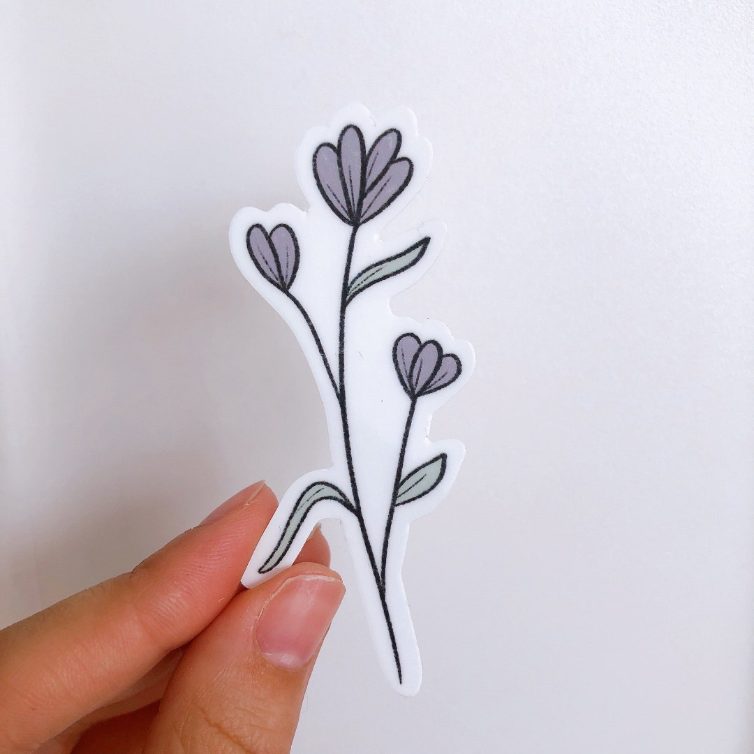 Purple Flower Sticker Lavender Sticker Floral Sticker Vinyl Sticker - Etsy