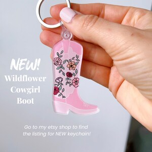 Pink Cowgirl Boot Keychain | Cow Print Cowgirl Boot Keychain With ...