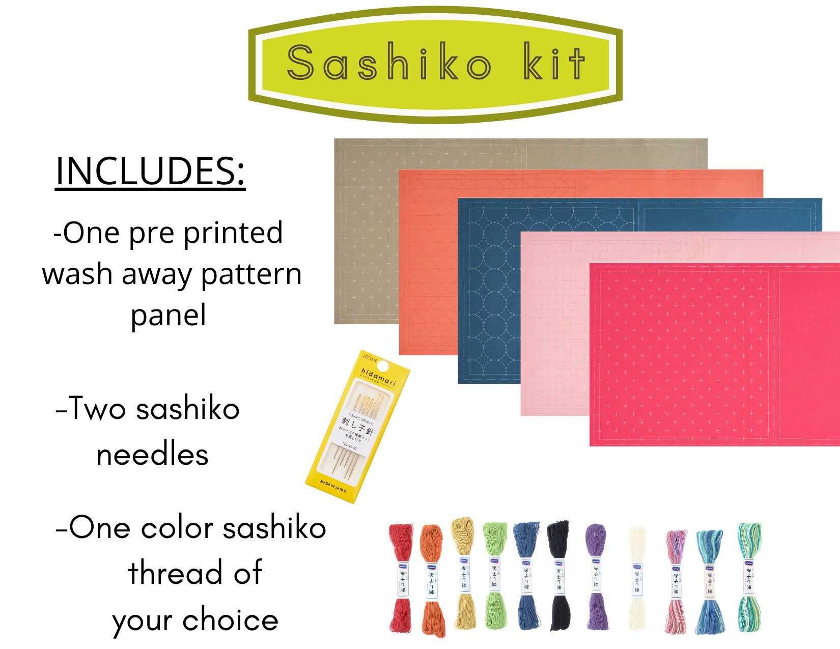 Sashiko Embroidery Kitcraft Kit for Adultsdiy Kitsewing Kit - Etsy