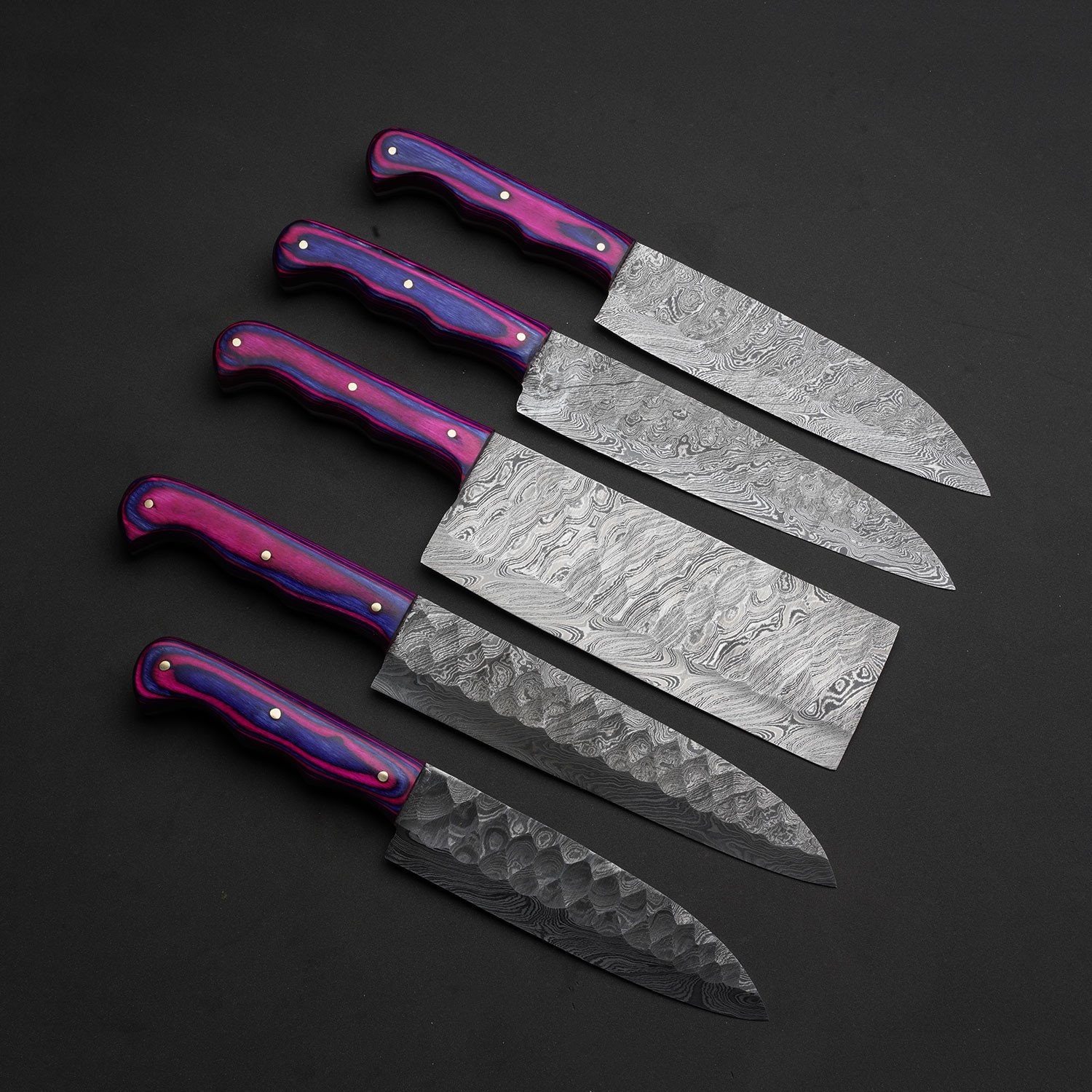 Beautiful Chef Knives Set Handmade Damascus Steel Set of 5 Knives ...