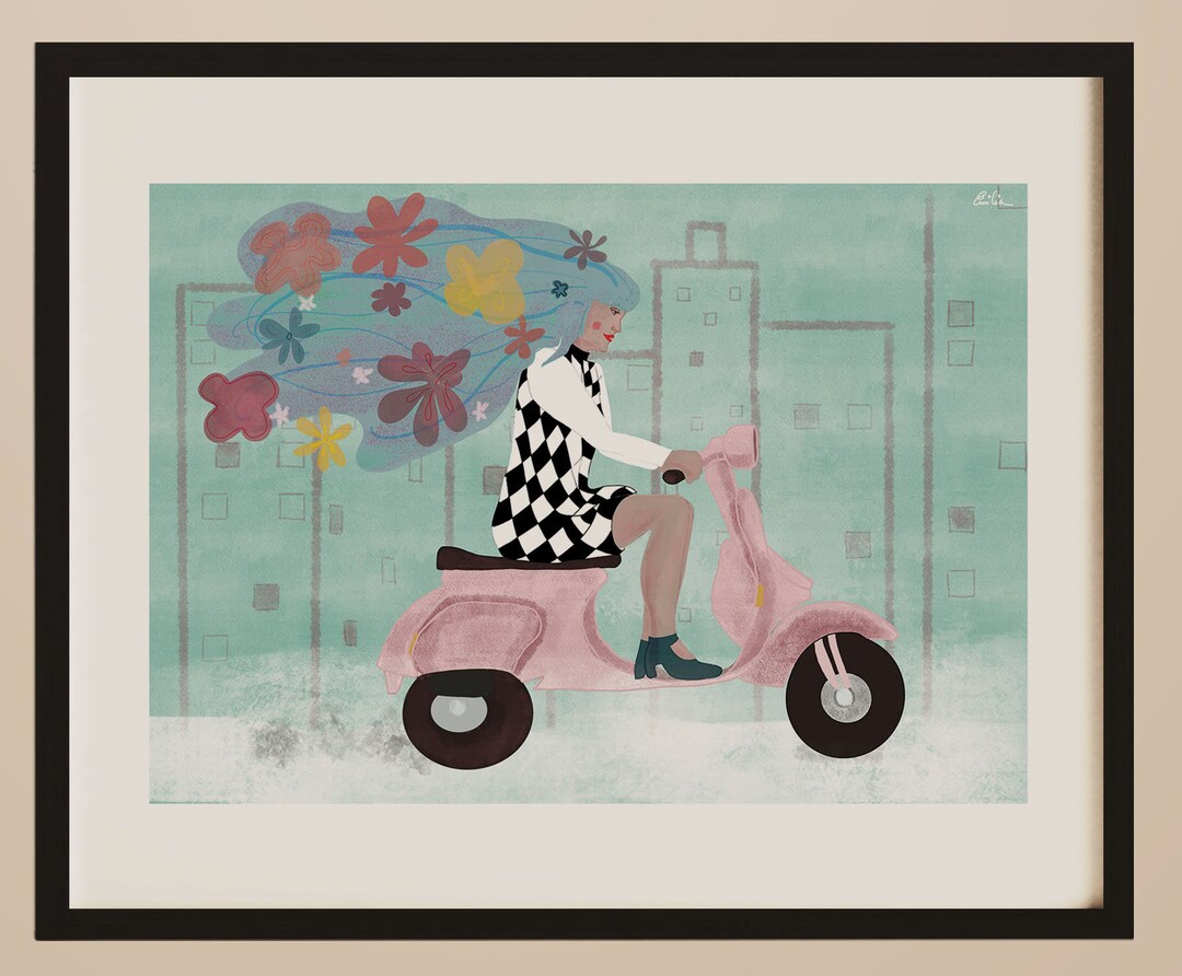 Vespa Print, Scooter Poster, 60s Mod Style Wall Art, Birthday Gift for ...