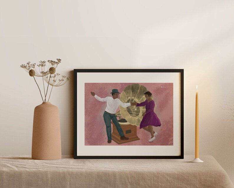 Dance Print "couple Dancing to Jazz Music", Music Poster, Present for ...