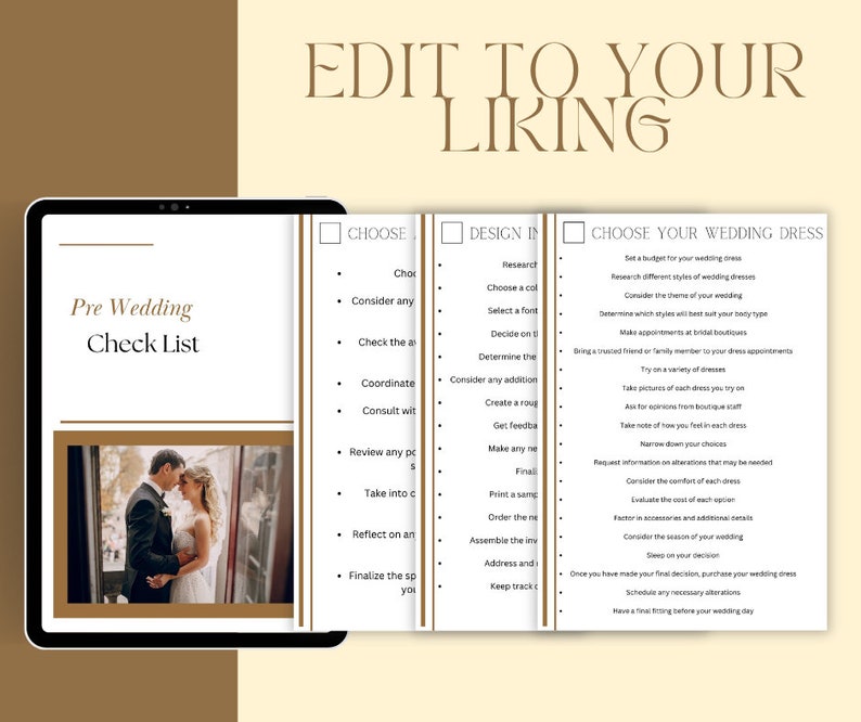 Wedding Checklist/guidebook Printable Template With 30 Pages - Etsy