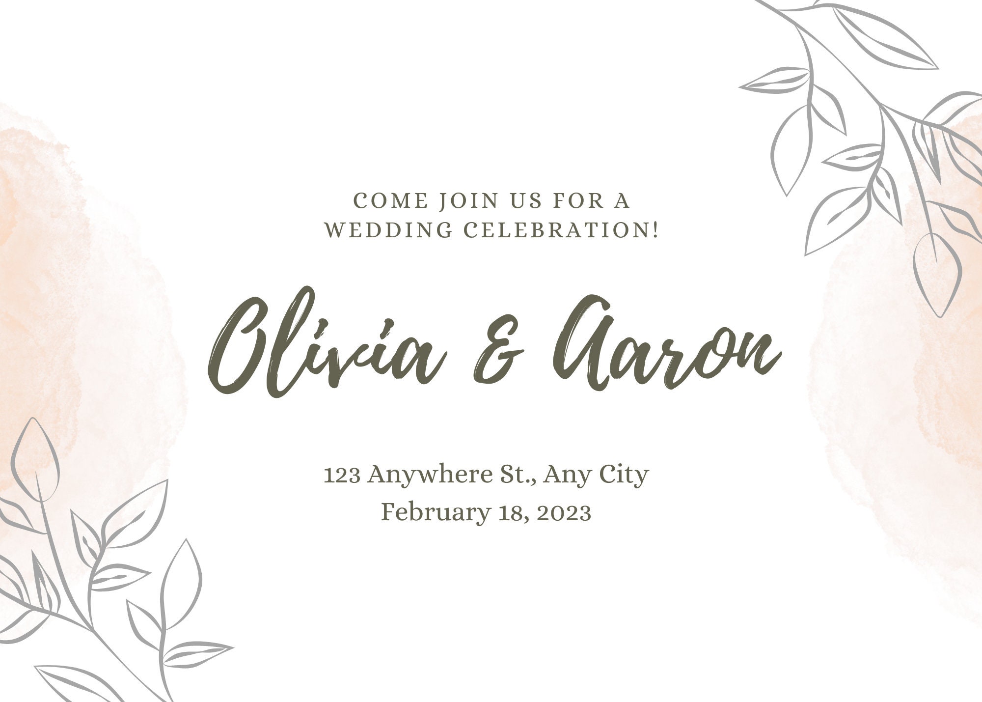 Editable Simple Soft Pink Wedding Invitation Instant Download Canva - Etsy