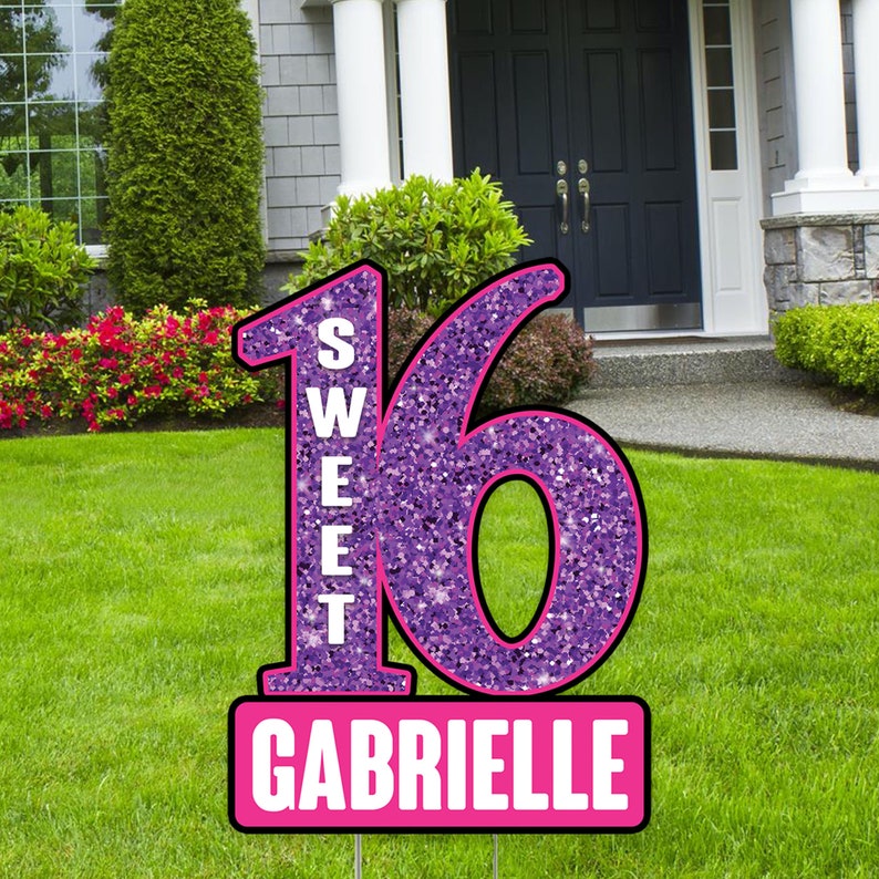 Sweet 16 Birthday Personalized Yard Sign, Happy 16th Birthday Custom ...