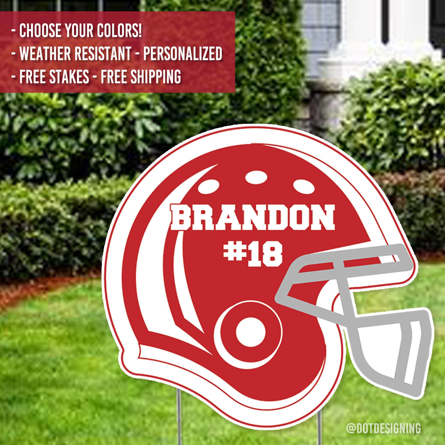22 X 20 Personalized Football Helmet Yard Sign Choose Your School ...