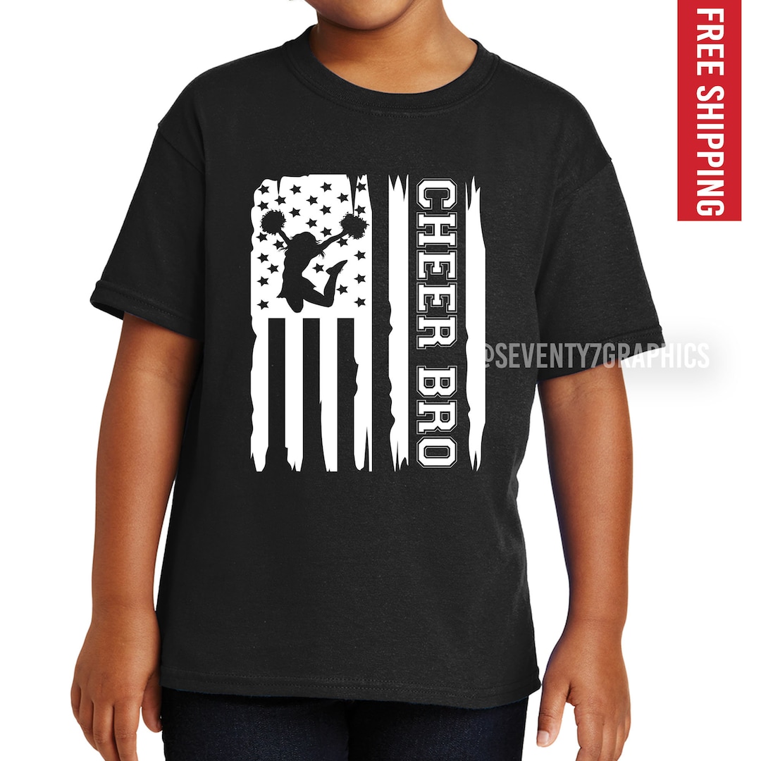 Cheer Bro Shirt | Black and White Cheer Brother Crew Neck T-shirt ...