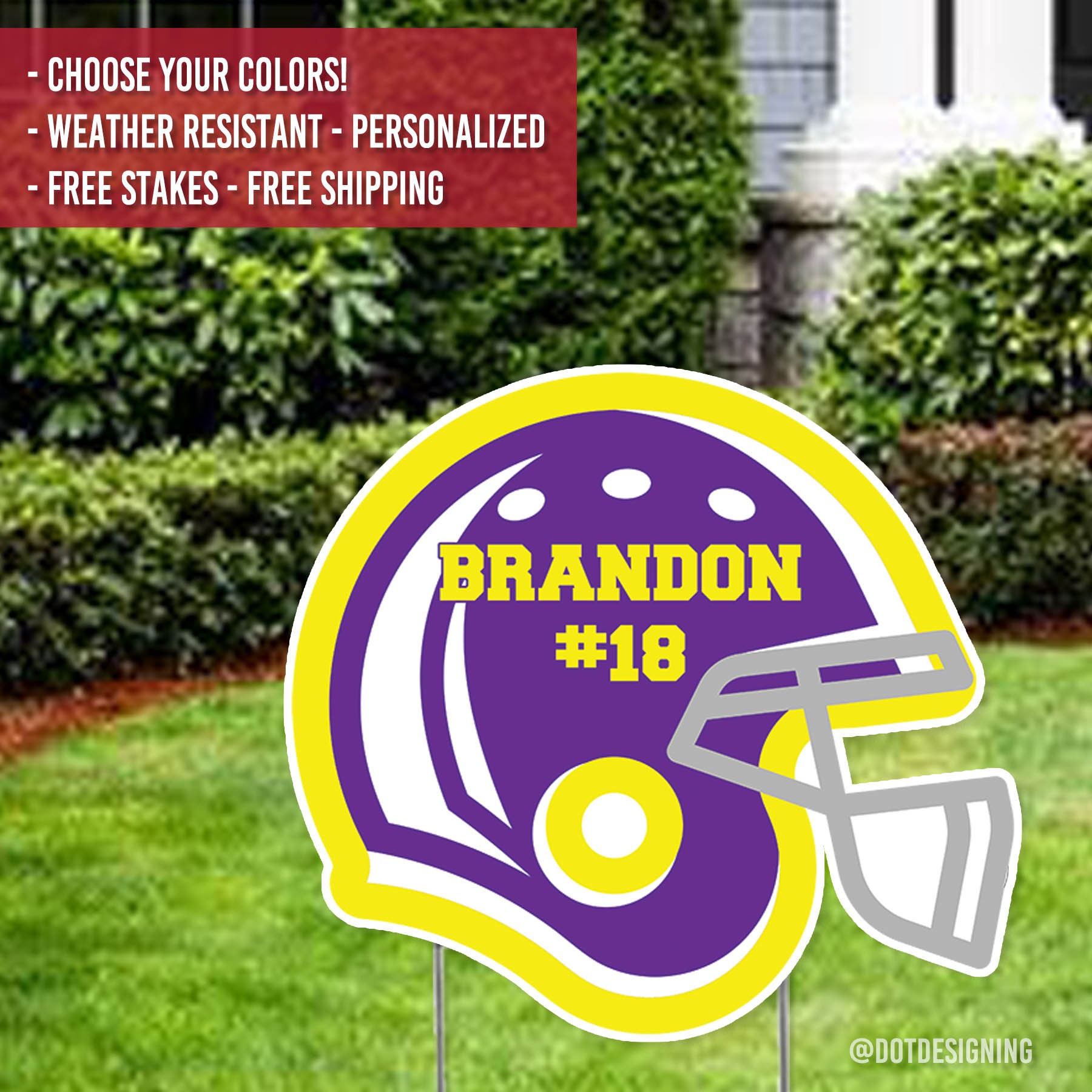 22 X 20 Personalized Football Helmet Yard Sign Choose Your School ...
