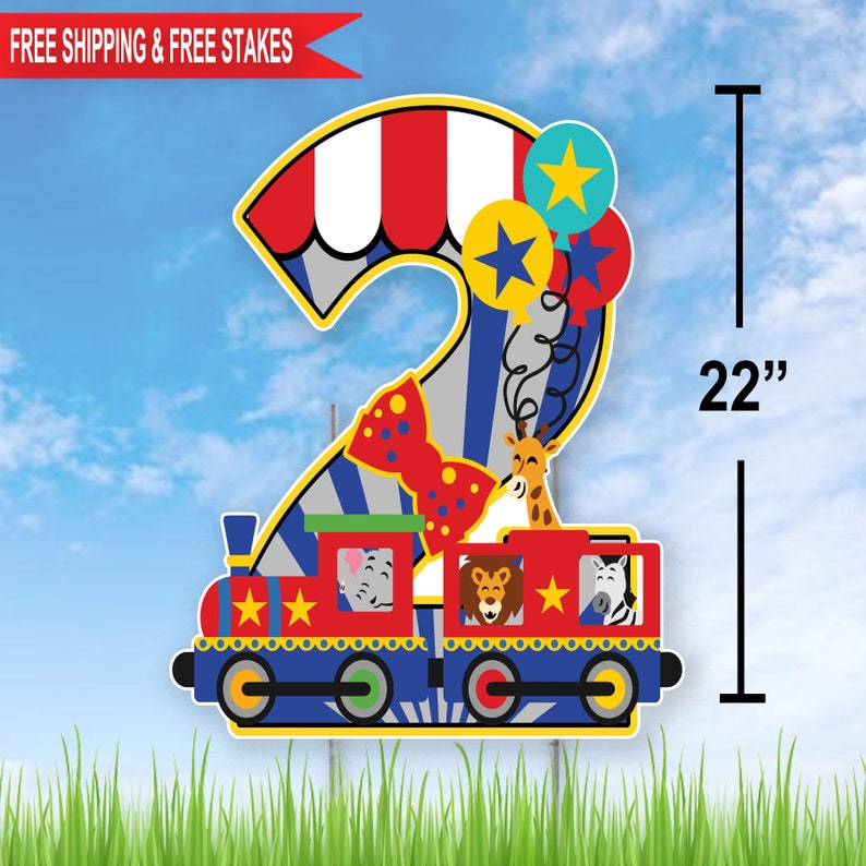 22 Circus Theme Number Yard Sign Cutout Carnival Number Cutout Yard ...
