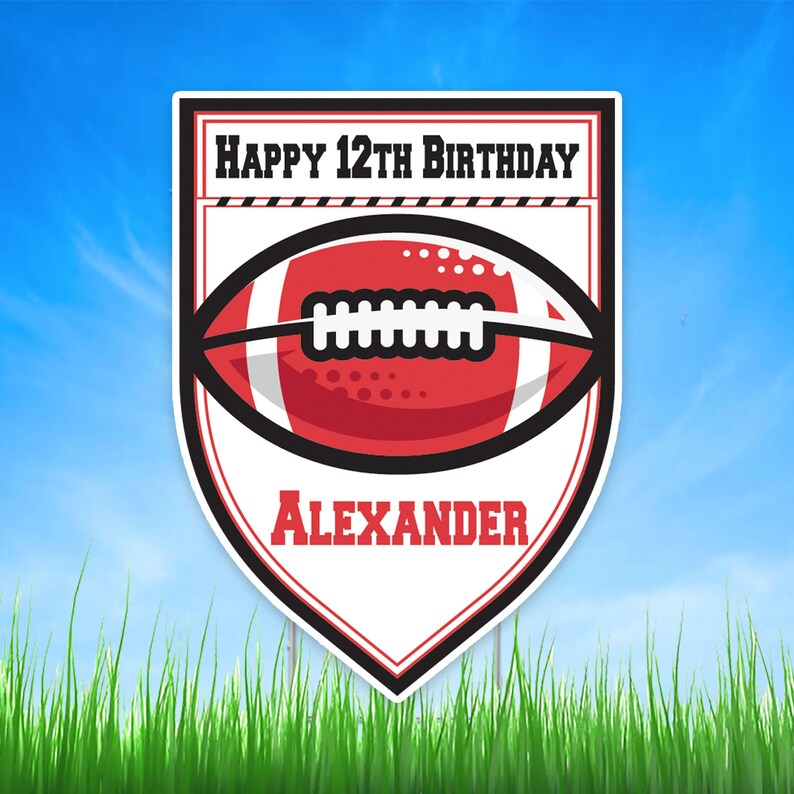 Football Theme Happy Birthday Personalized Yard Sign, Football Yard ...