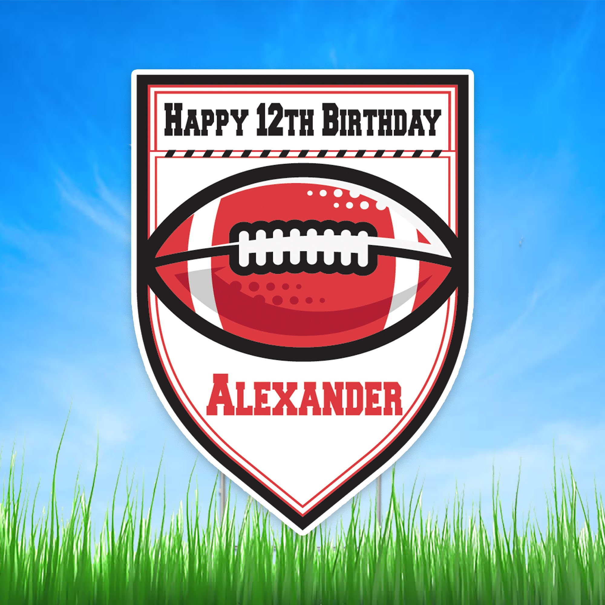 Football Theme Happy Birthday Personalized Yard Sign, Football Yard ...