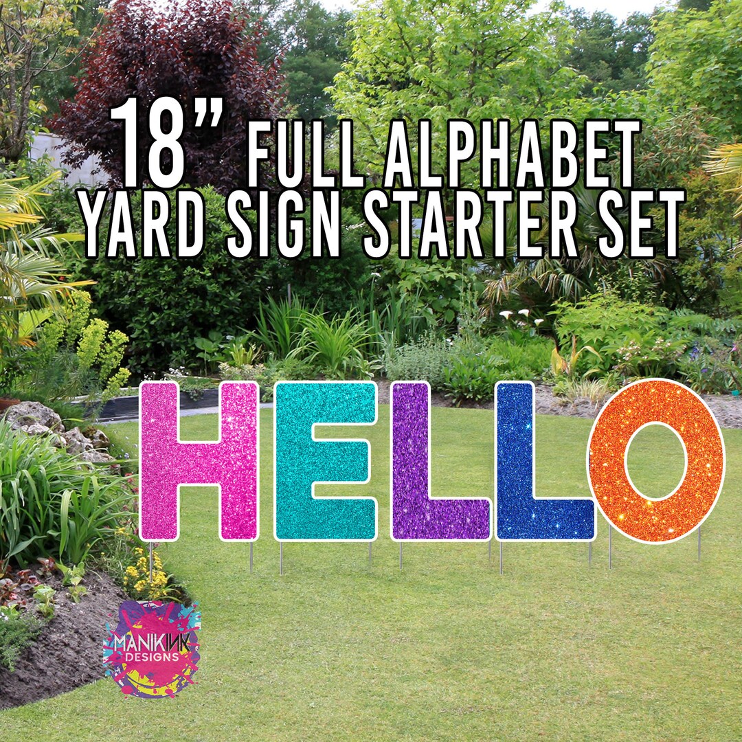 18" Glitter Full Alphabet Yard Sign Kit | Wholesale Glitter Lawn Sign ...