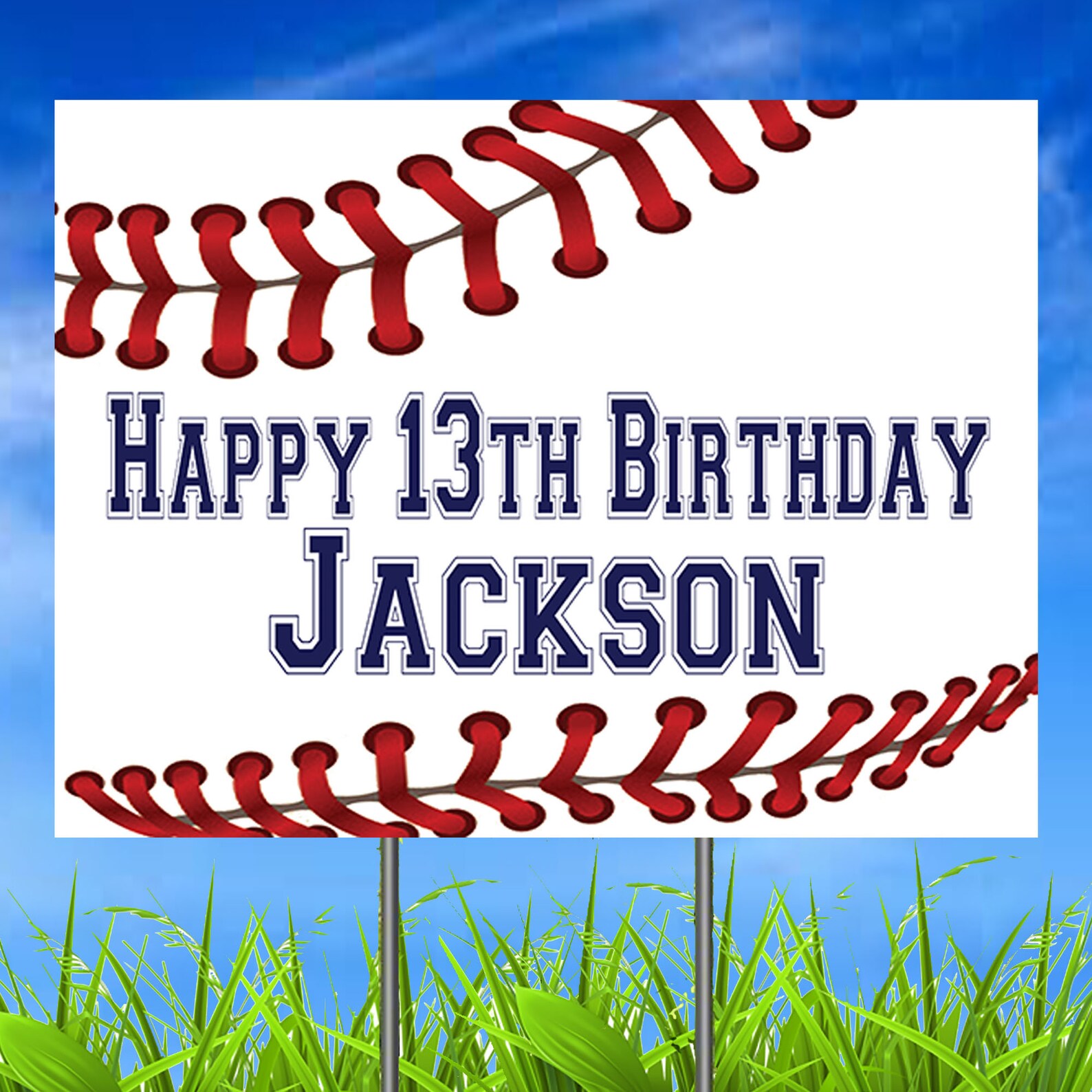 Baseball Theme Happy Birthday Personalized Yard Sign, Baseball Yard ...