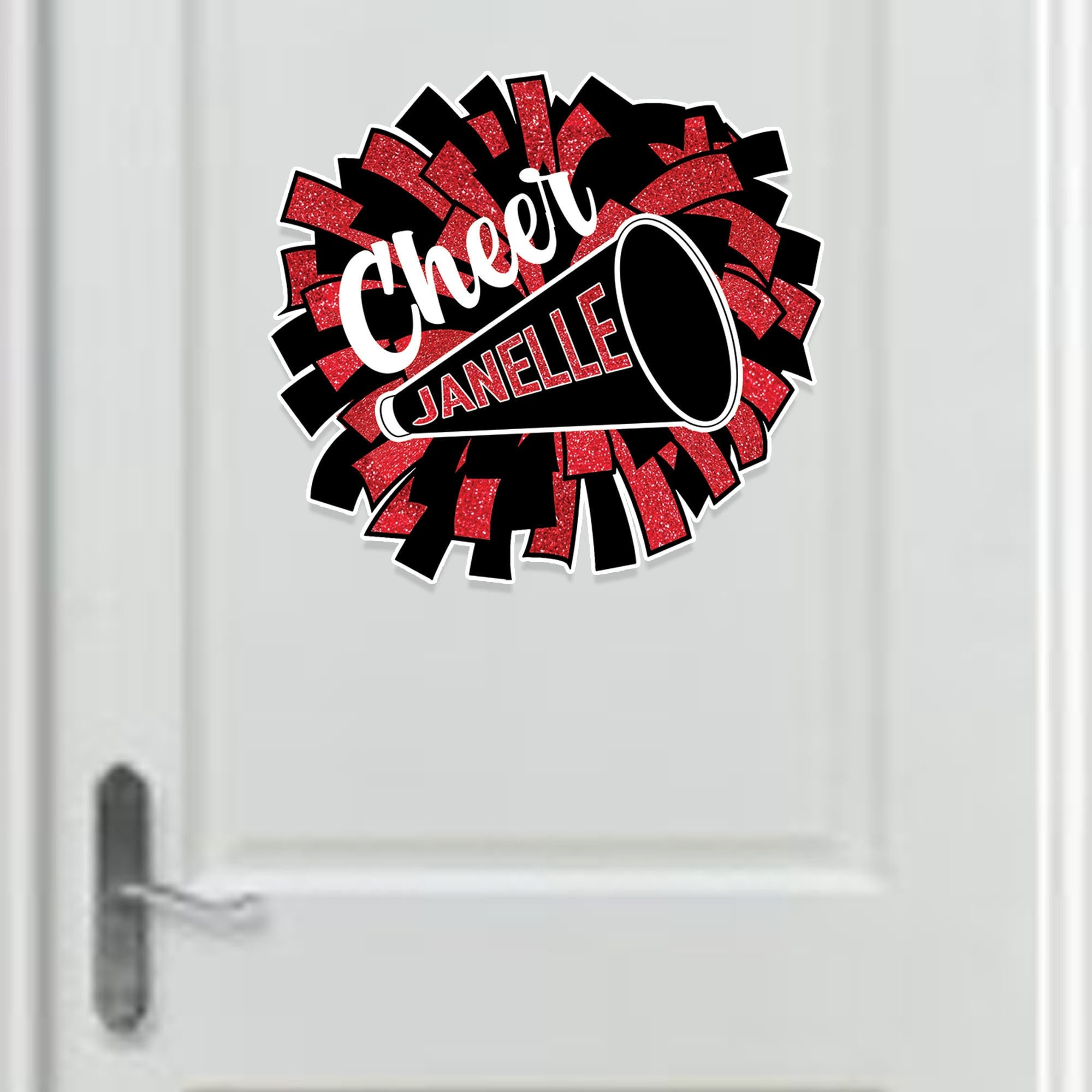 Personalized Red and Black Cheer Door Hanger | Cheer Competition Window ...