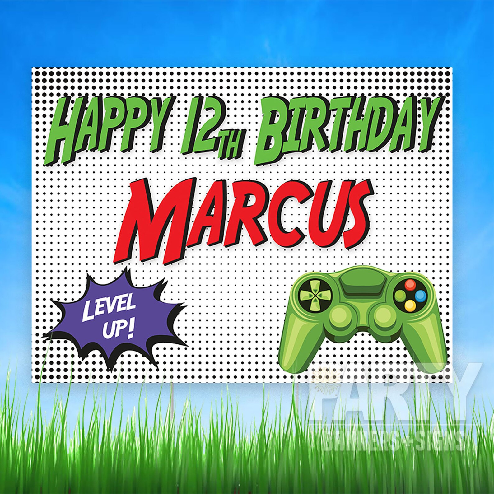 Level up Video Game Birthday Personalized Birthday Yard Sign | Video ...