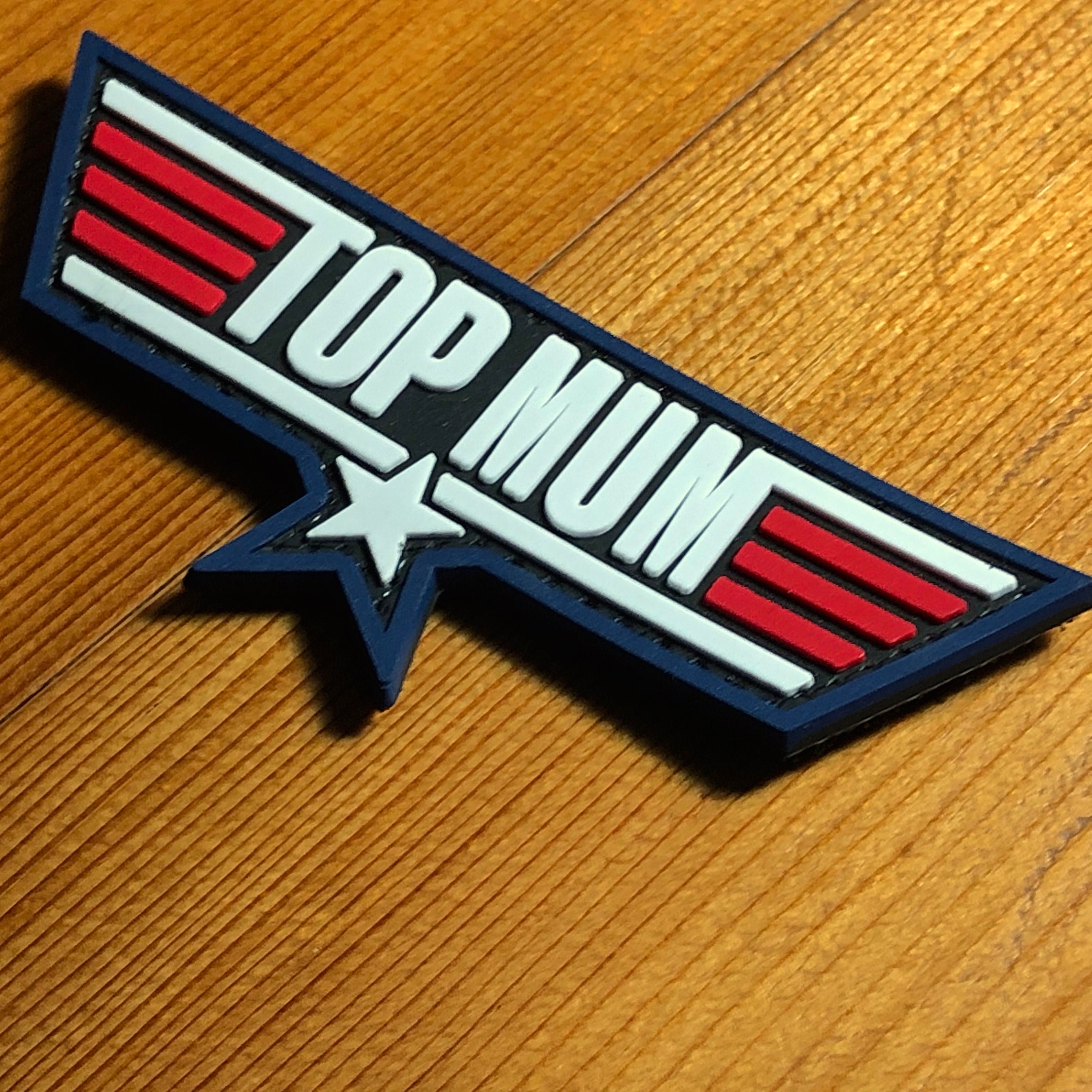 Pvc Top Gun Mom Dad Patch Morale Tactical Uniform Badge Bag Etsy