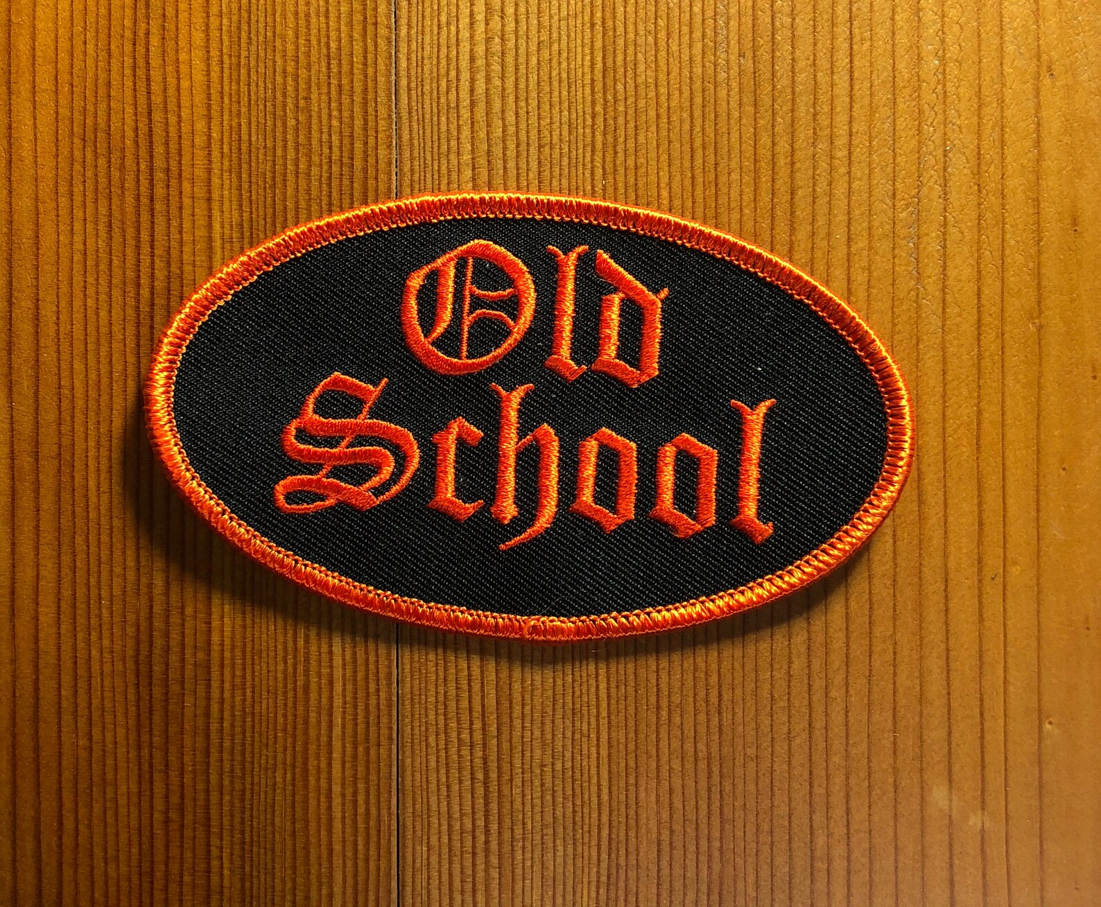 OLD SCHOOL Iron on Patch Morale Oval Embroidery Biker White - Etsy