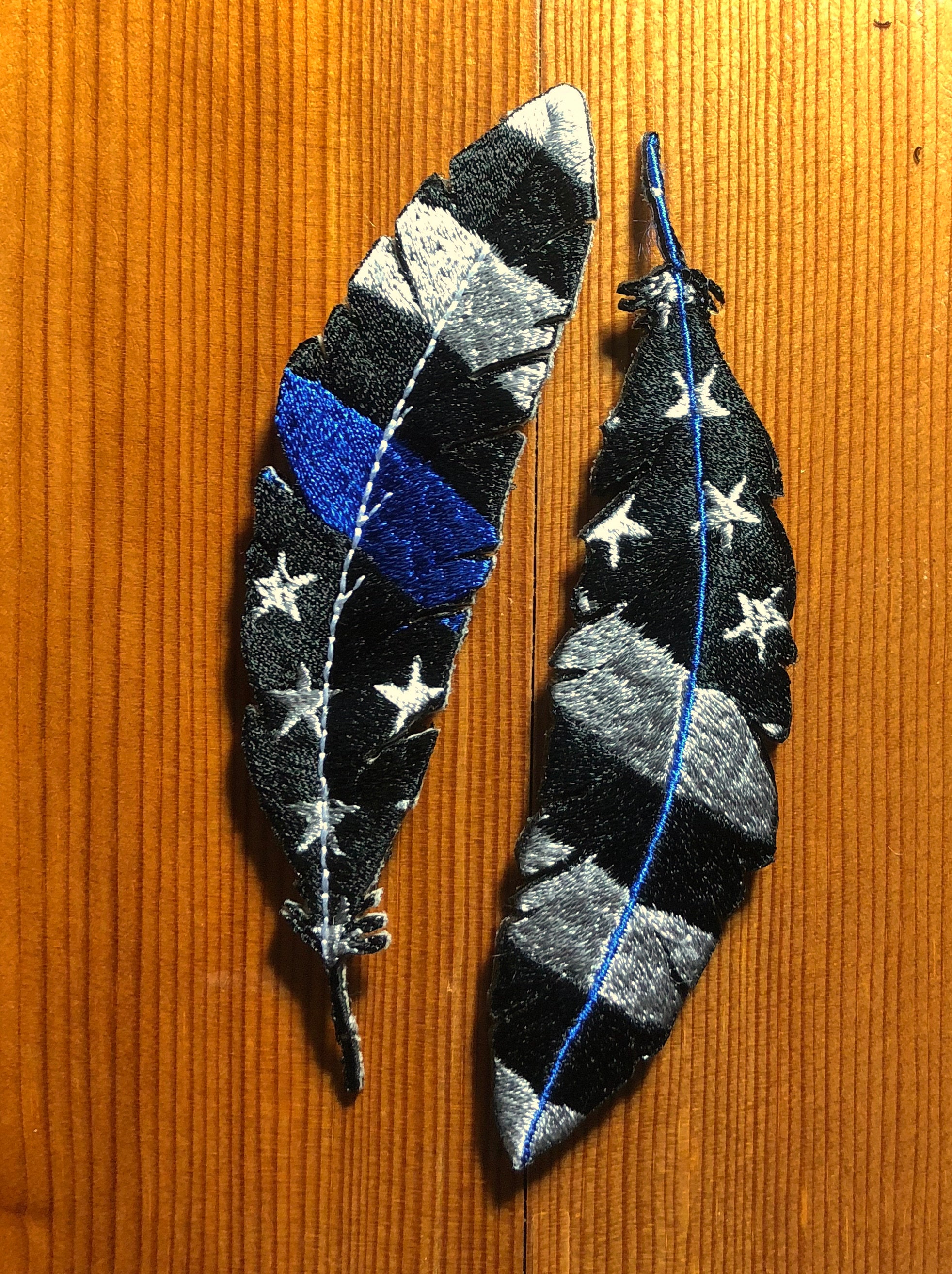 THIN BLUE LINE Feather usa Flag Patch Morale Proud Quill Eagle | Etsy