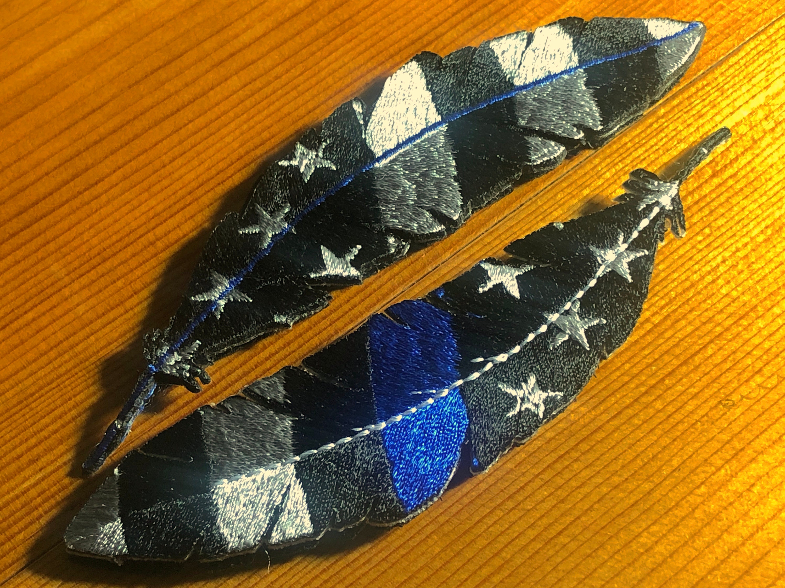 THIN BLUE LINE Feather usa Flag Patch Morale Proud Quill Eagle | Etsy