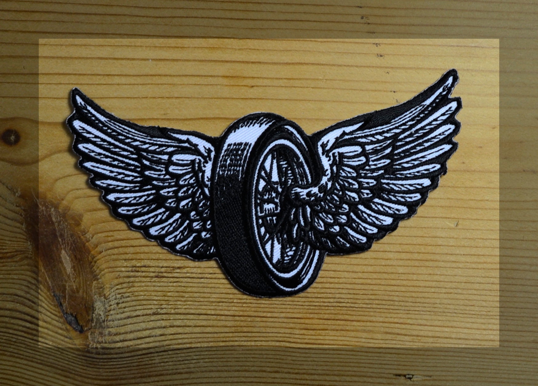 FLYING WHEEL WINGS Patch Iron on Biker Motorcycle Leather Vest - Etsy UK