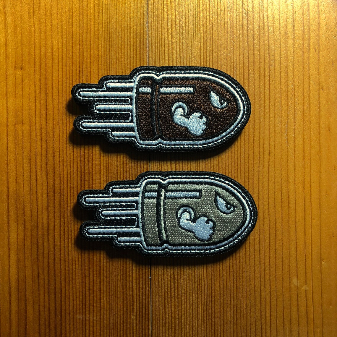 Angry Silver FLYING BULLET Patch Morale Bill Mario Subdued | Etsy