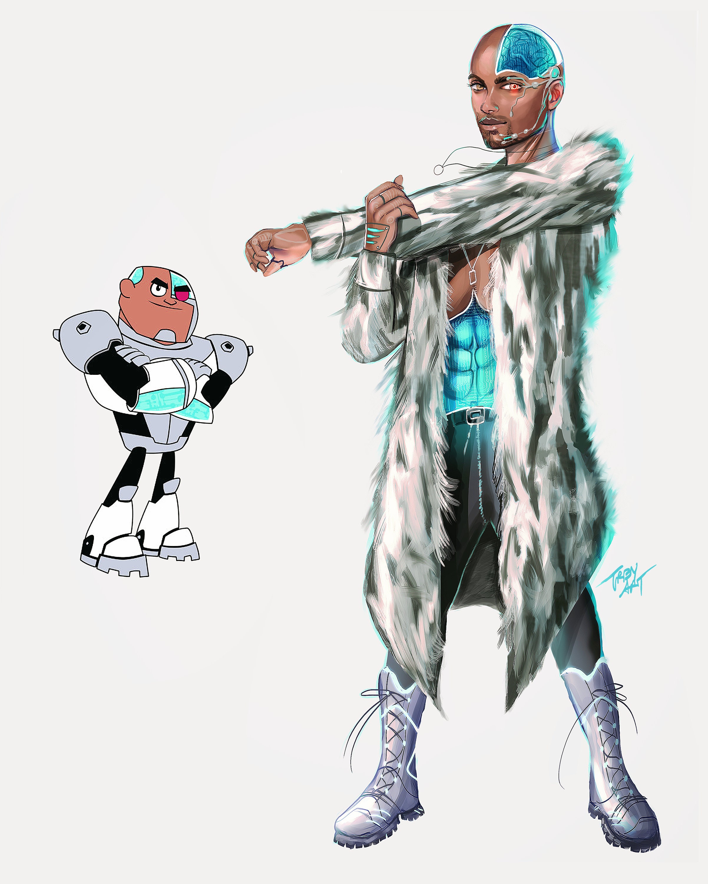 Cyborg Teen Titans Teen Titans Cyborg Female Vers, An Art Print By