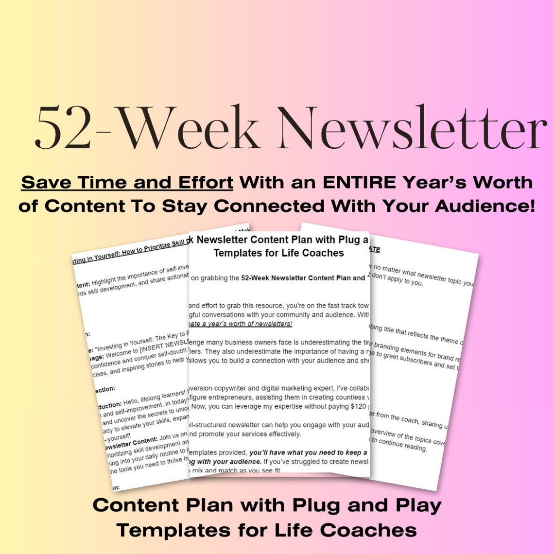 52 Week Newsletter Topics and Template for Life Coaches | Life Coach ...