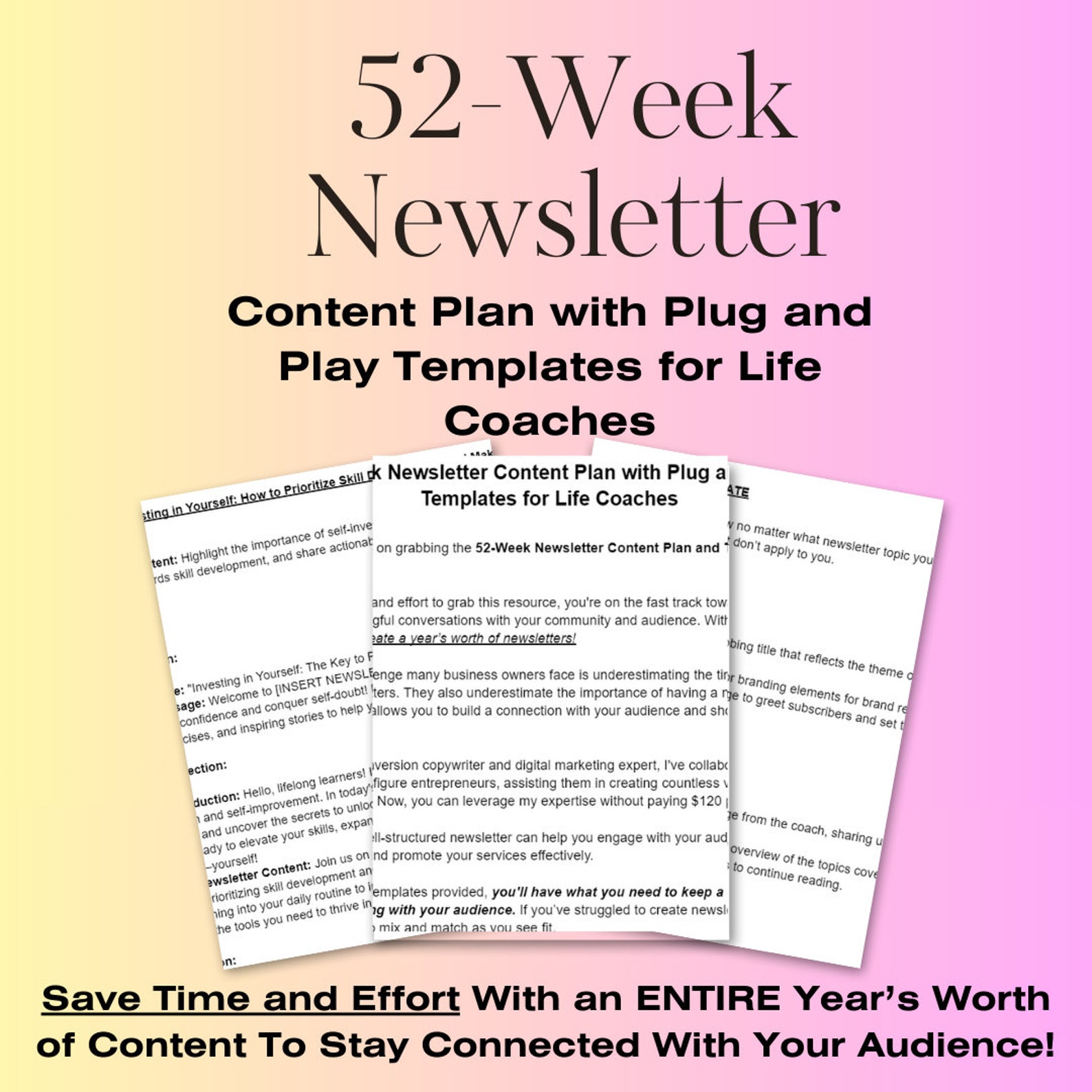 52 Week Newsletter Topics and Template for Life Coaches | Life Coach ...