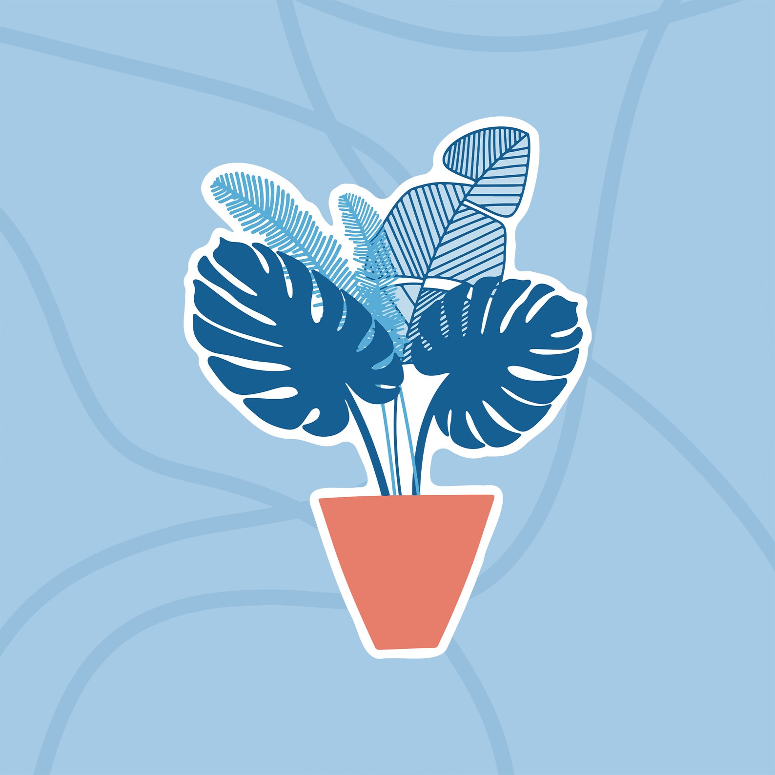 Blue Plant Sticker Waterproof Sticker | Etsy Blue Plant Sticker Waterproof Sticker | Etsy