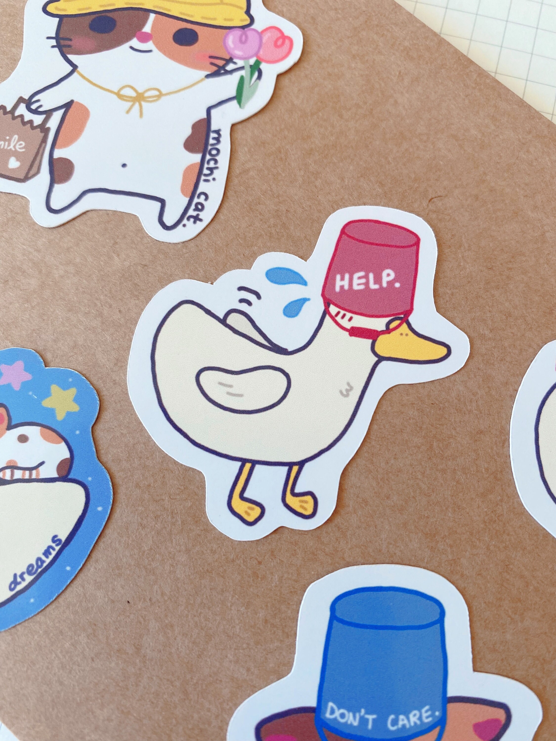 Cute Ducky and Mochi Cat Sticker Packs Pack of 5 or 10 - Etsy Canada