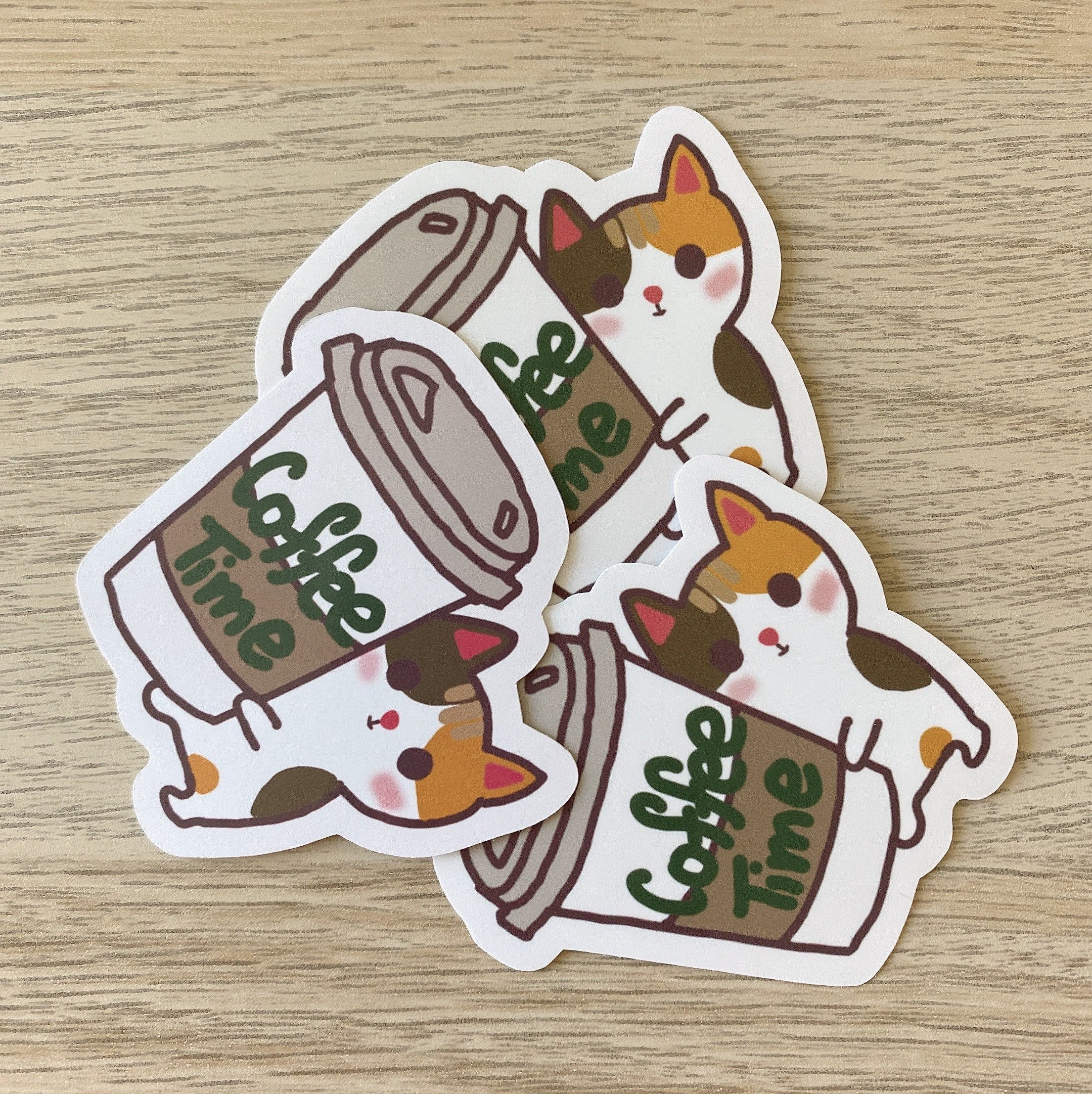 Cute Coffee Cat Stickers Coffee Time With Mochi Cat Sticker | Etsy