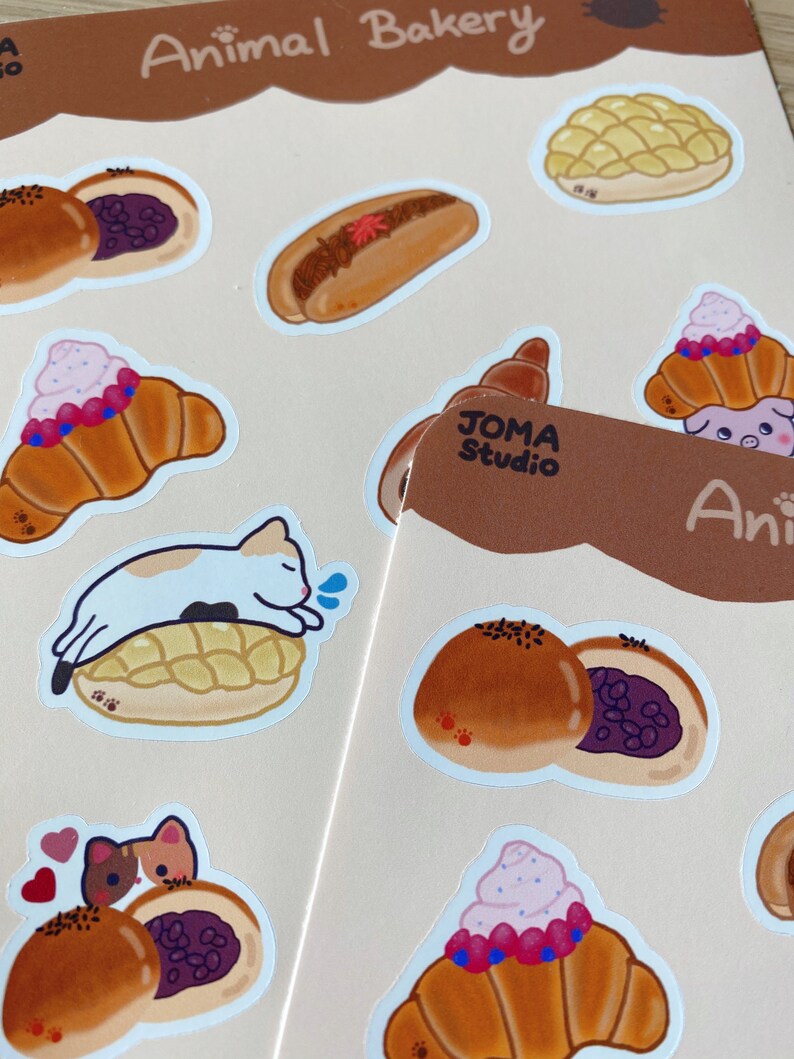 Animal Bakery Sticker Sheets Kawaii Japanese Bread Stickers - Etsy
