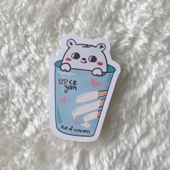 White IT Kuma Yan Yan Cup Sticker Chocolate Snack Stickers - Etsy